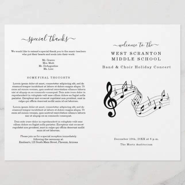School Choir or Band Concert Program Flyer | Zazzle
