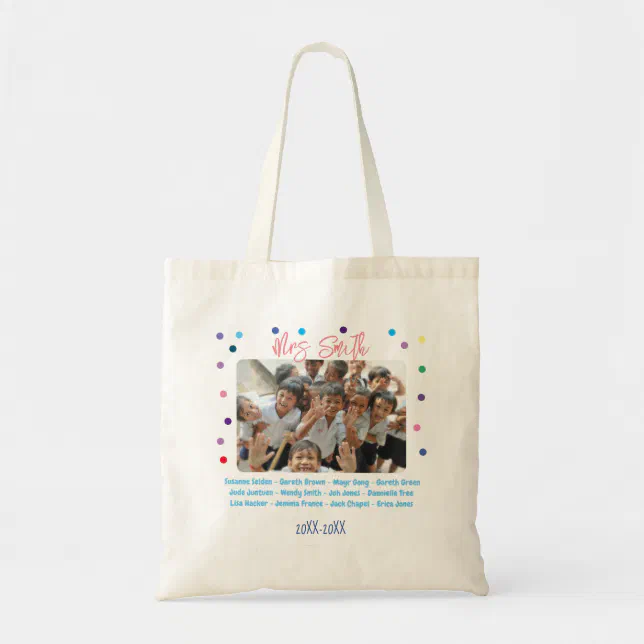 School Class photo thank you teacher gift team Tote Bag | Zazzle