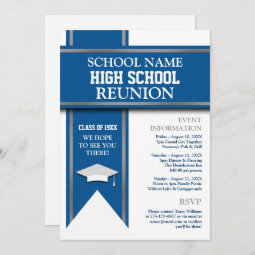 School Colors Banner Custom Class Reunion Invitation | Zazzle