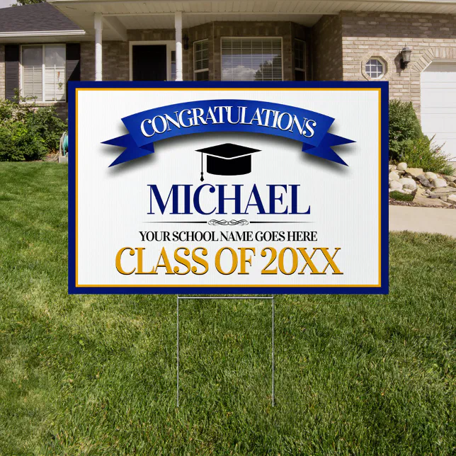 School Colors Congratulations Graduation Lawn Sign | Zazzle