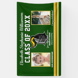 School Colors Green and Yellow Graduation Banner | Zazzle