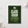 School Colors Green | Silver Graduation Party Invitation | Zazzle