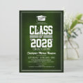 School Colors Green | Silver Graduation Party Invitation | Zazzle