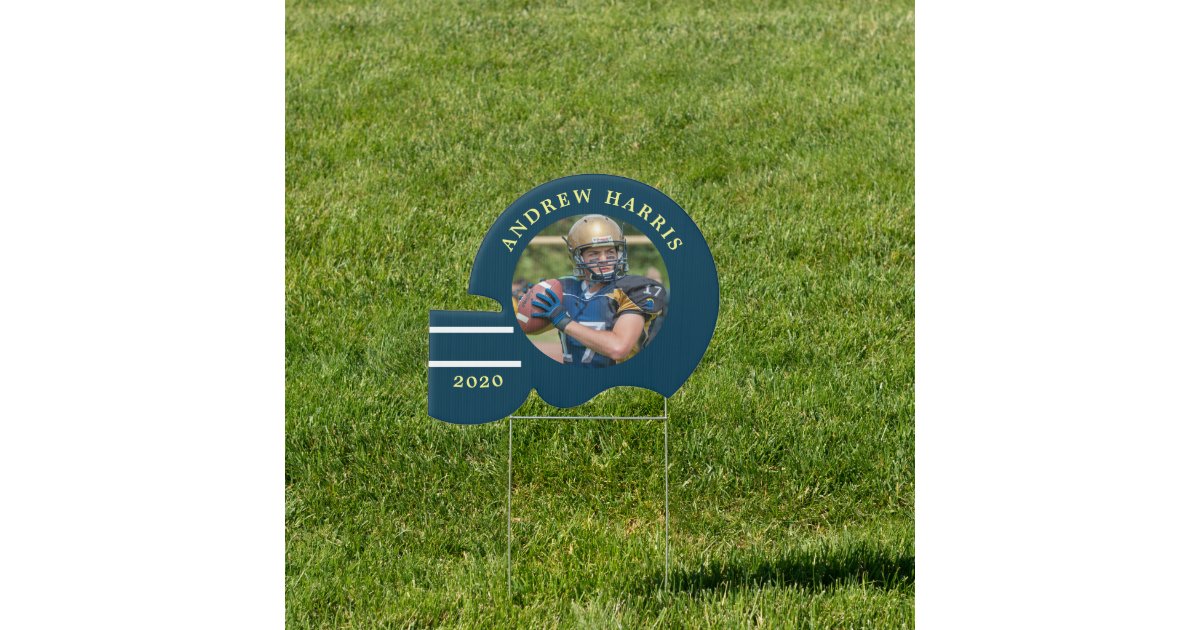school colors photo helmet graduate yard sign | Zazzle