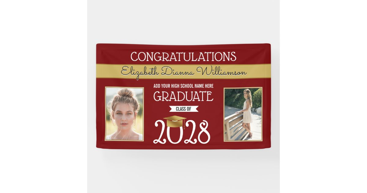 School Colors Red and Gold Graduation Banner | Zazzle