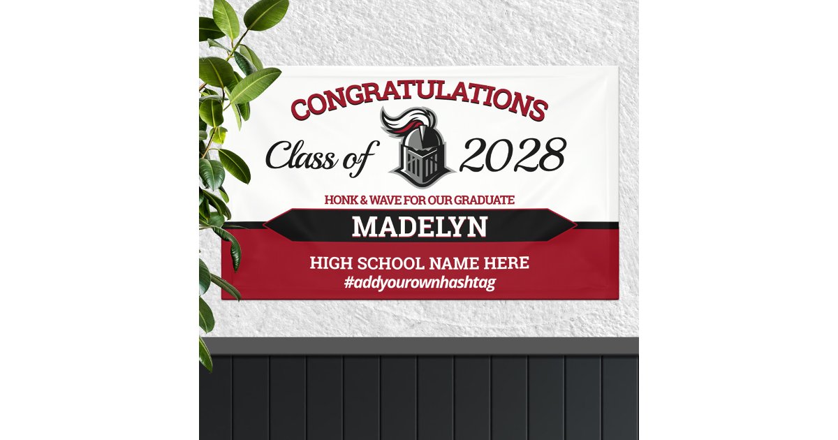 School Colors with Mascot Graduation Banner | Zazzle