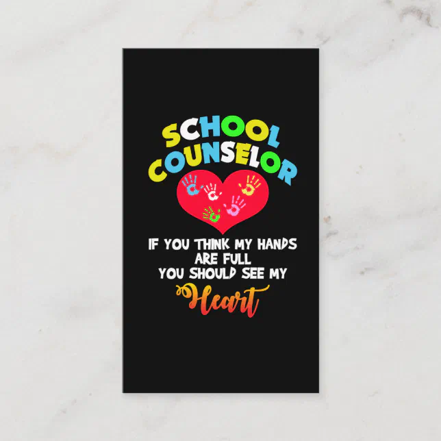 School Counselor Full Heart Appreciation Gift idea Business Card | Zazzle