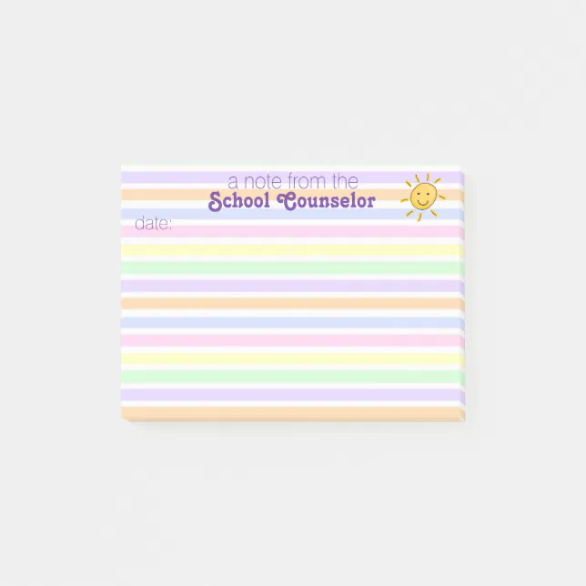 School Counselor Pastel Stripe Post-it® Notes | Zazzle
