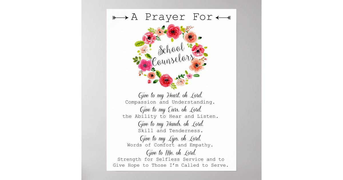 School Counselor Prayer art Poster | Zazzle