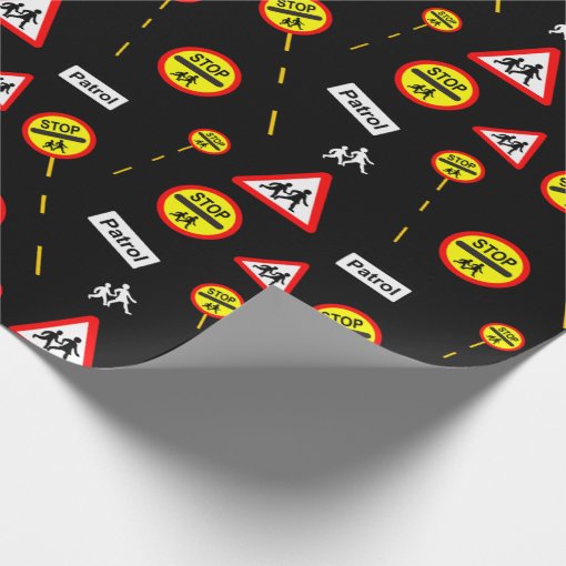 School Crossing Patrol Lollipops and Safety Signs Wrapping Paper | Zazzle