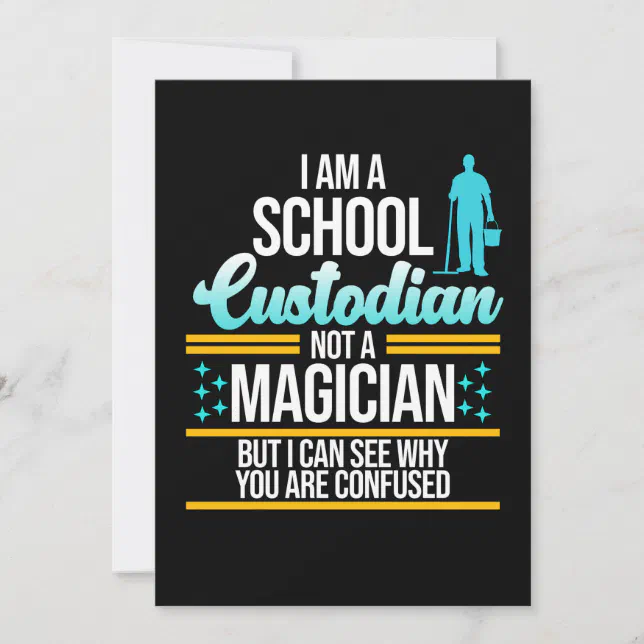 School Custodian Magician Caretaker Janitor Graphi Thank You Card | Zazzle