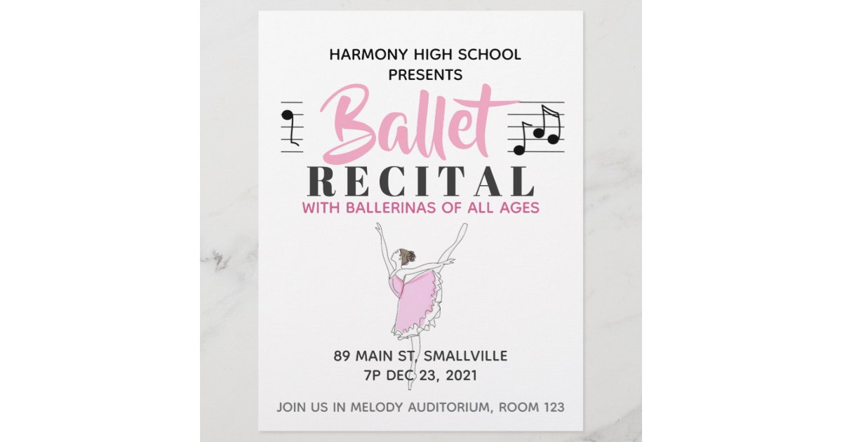 School Dance Ballet Recital Flyer and Program | Zazzle