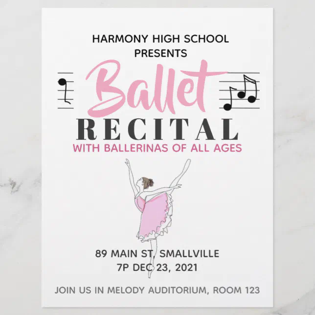 School Dance Ballet Recital Flyer and Program | Zazzle