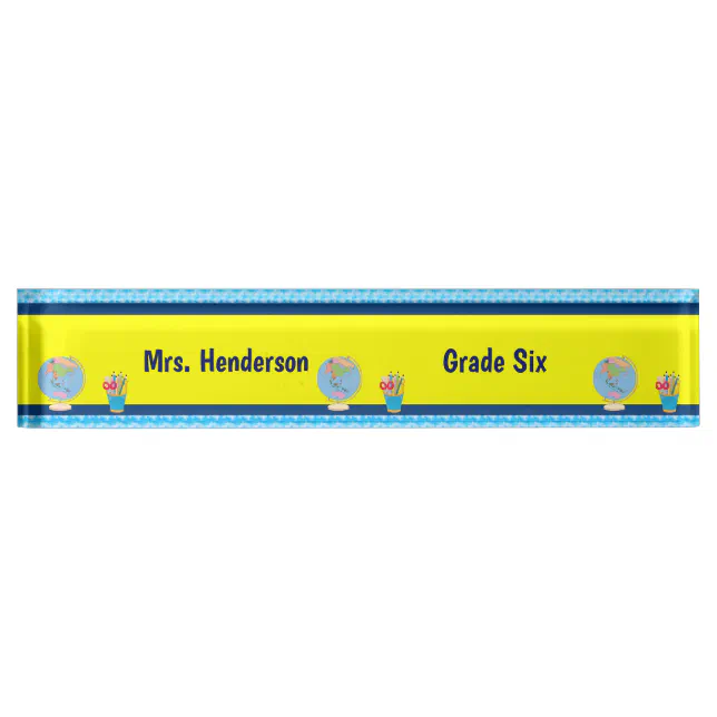 School Days with Teacher Name and Grade Desk Name Plate | Zazzle