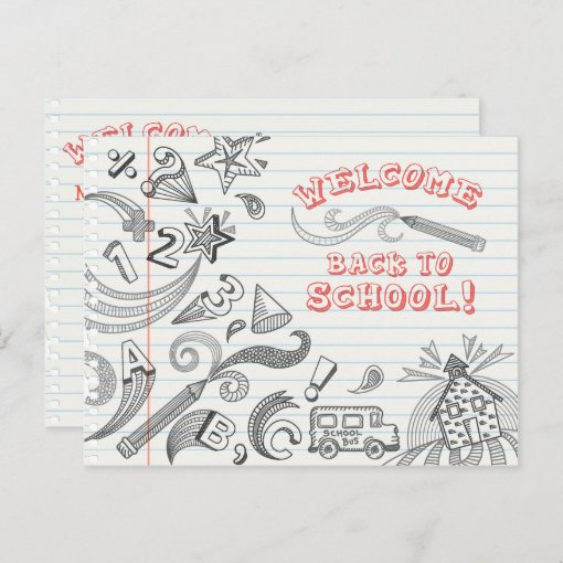 School Doodles Welcome Back to School Postcard | Zazzle
