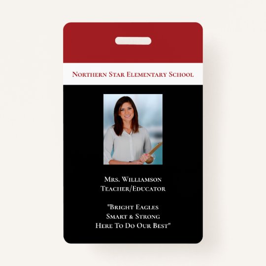 School Employee Staff Photo Id Teacher Badge | Zazzle.com