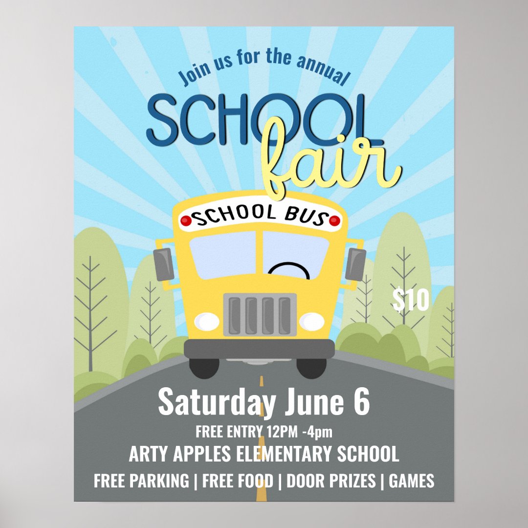 school fair PTO summer fair Flyer Template Poster | Zazzle