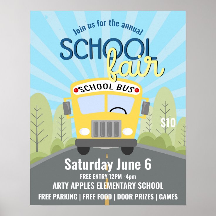 school fair PTO summer fair Flyer Template Poster | Zazzle