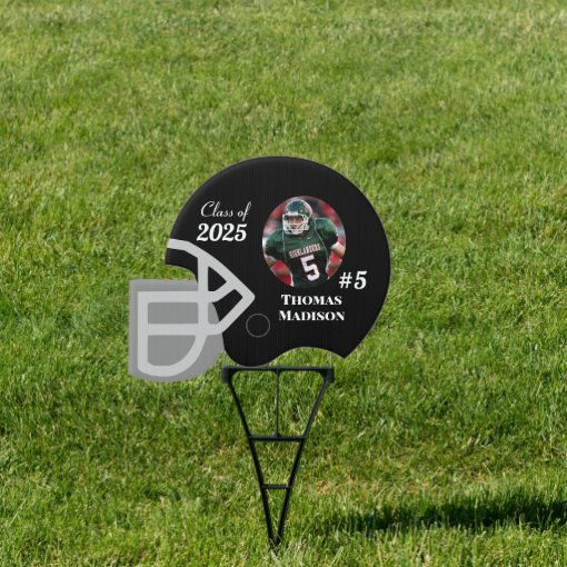School Football Helmet | Black Yard Sign | Zazzle