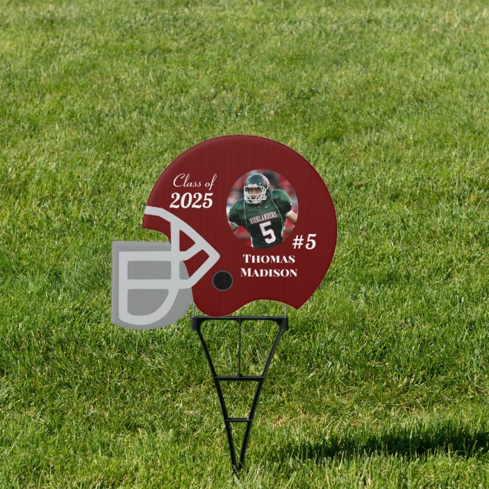 School Football Helmet | Maroon Yard Sign | Zazzle