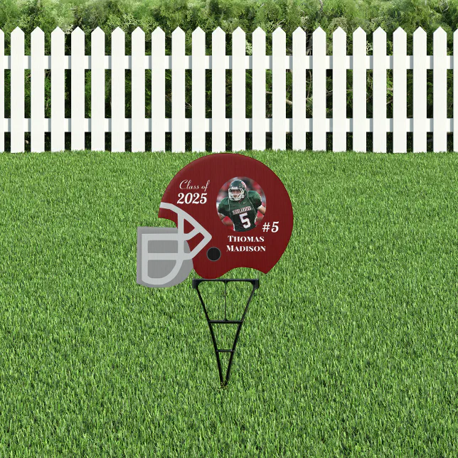 School Football Helmet | Maroon Yard Sign | Zazzle