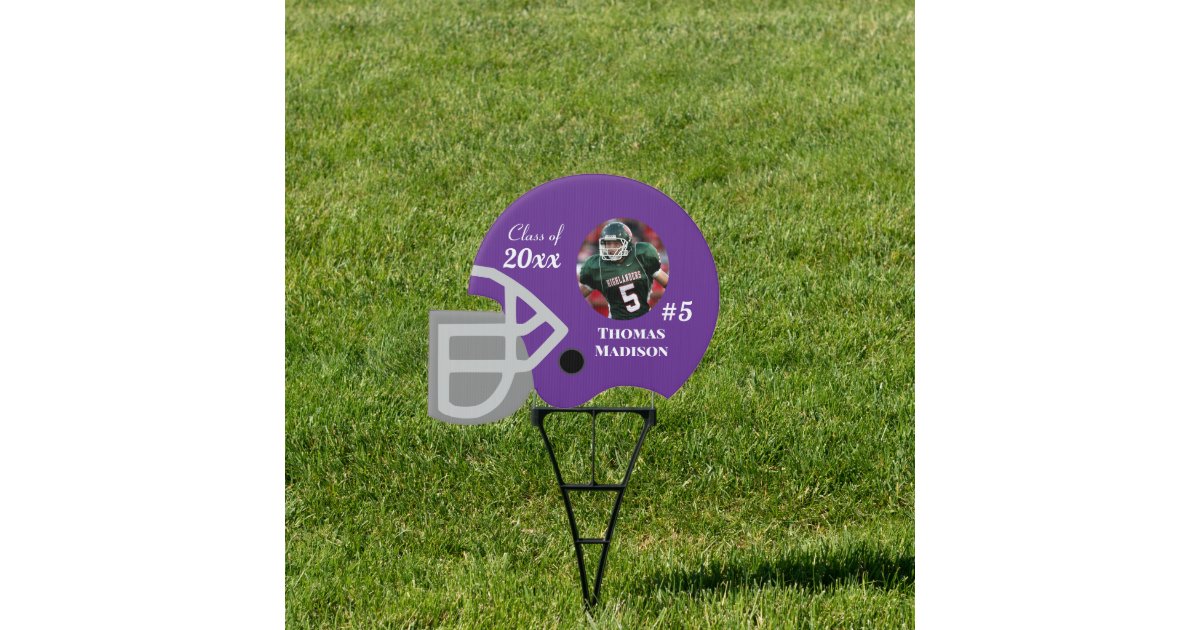 School Football Helmet | Purple Yard Sign | Zazzle