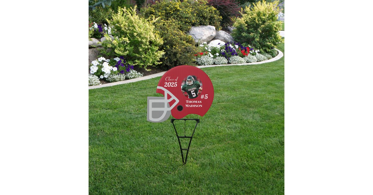 School Football Helmet | Red Yard Sign | Zazzle