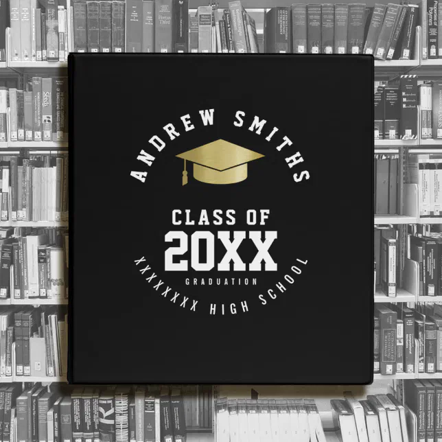 School Grad Graduate Graduation Black 3 Ring Binder | Zazzle