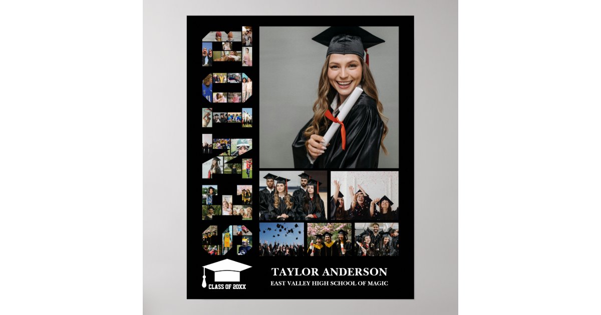 School Graduation Day Senior Word Photo Collage Poster | Zazzle
