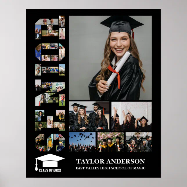 School Graduation Day Senior Word Photo Collage Poster | Zazzle