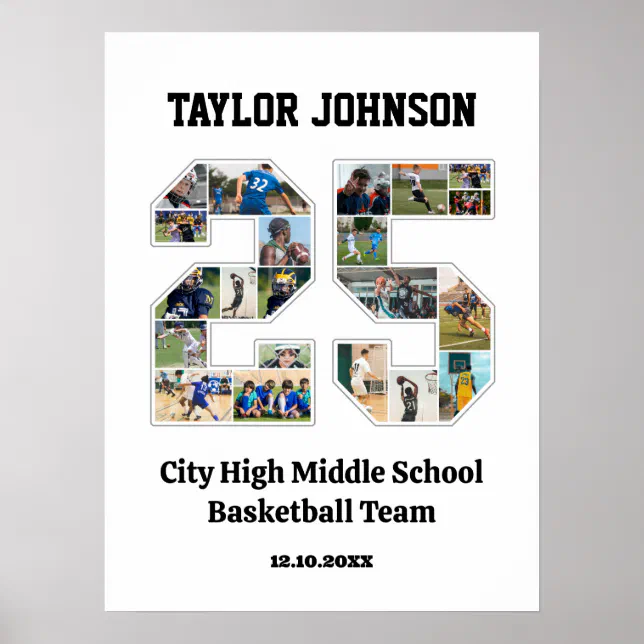 School Graduation Player Number 25 Photo Collage Poster | Zazzle
