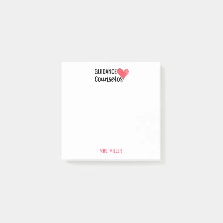 School Guidance Counselor Personalized Red Heart Post-it Notes | Zazzle