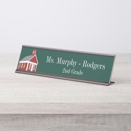 School House Green Teacher's Desk Hanging Wall Des Desk Name Plate | Zazzle