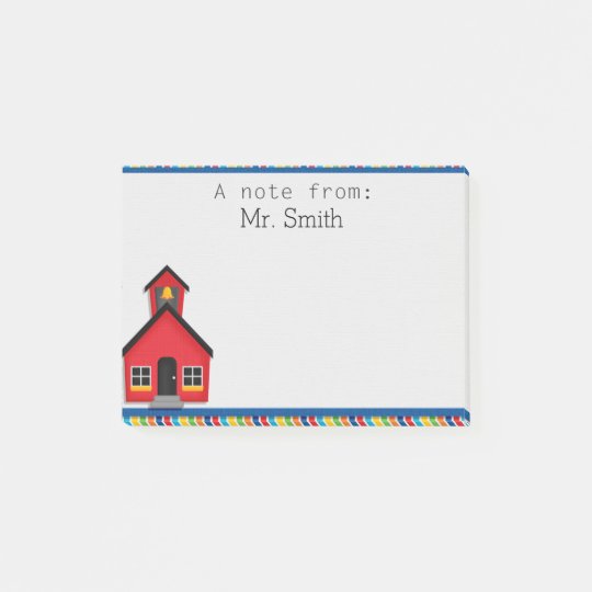 School House Personalized Teacher Post It Note Pad | Zazzle.com