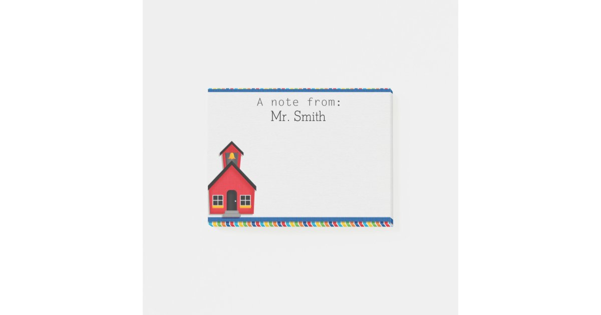 School House Personalized Teacher Post It Note Pad | Zazzle.com