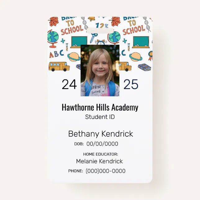 School Icons Homeschool Student ID Badge | Zazzle