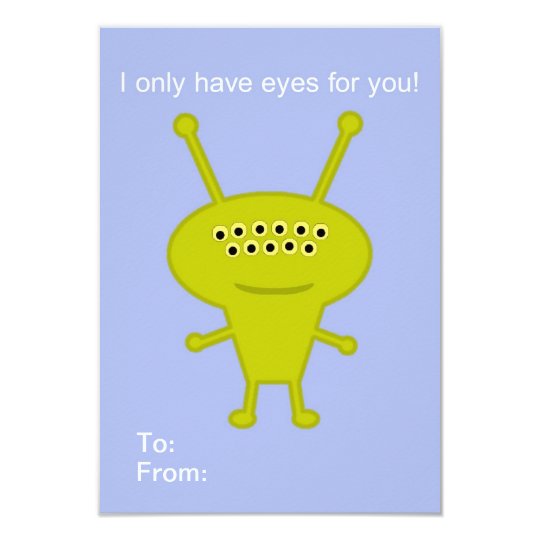 School kids Valentine card with space alien | Zazzle.com