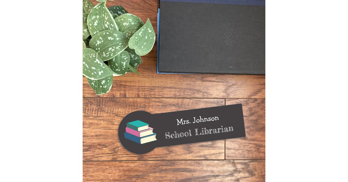 School Librarian Faux Chalkboard Name Tag | Zazzle