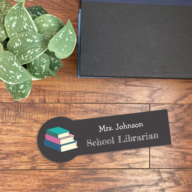 School Librarian Faux Chalkboard Name Tag | Zazzle