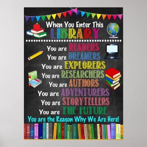 School Library Classroom Printable Poster | Zazzle