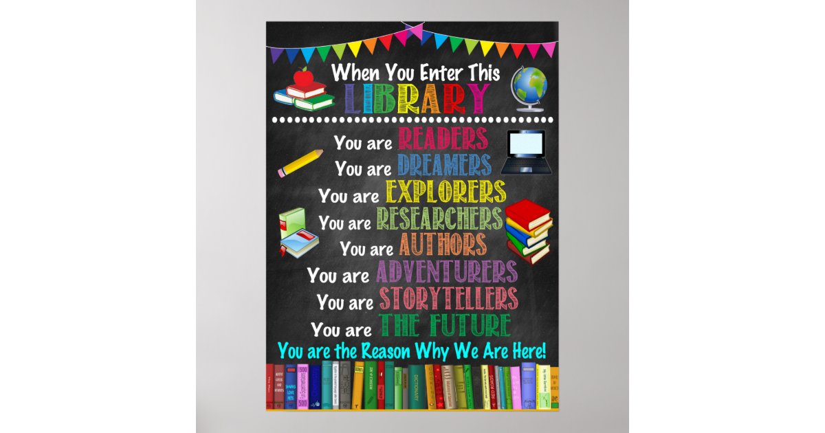 School Library Classroom Printable Poster | Zazzle