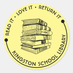 School Library Read It Love it Return It Customize Classic Round ...