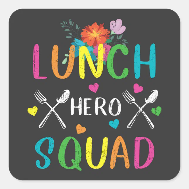School Lunch Hero Squad Cafeteria Workers Square Sticker | Zazzle