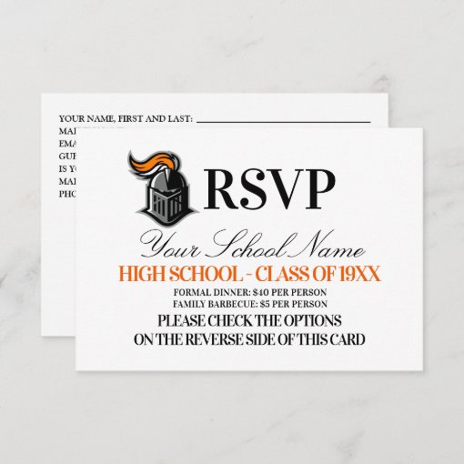 School Mascot Class Reunion RSVP Card | Zazzle