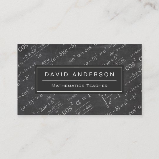 School Math Teacher Mathematics Formula Chalkboard Business Card ...