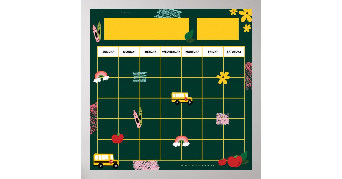 School Memory Teacher Classroom Calendar Poster | Zazzle