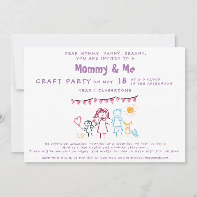 School Mommy & Me Mother's Day Celebration Party Invitation | Zazzle