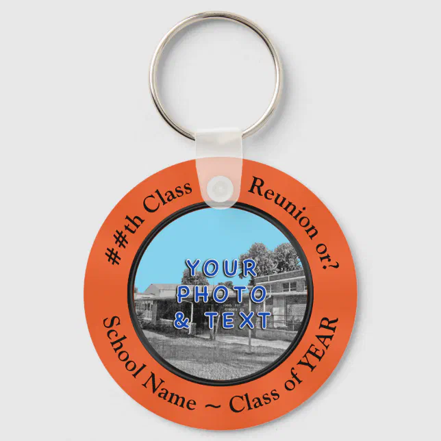 School Name, Photo, Year Class Reunion Keychains | Zazzle