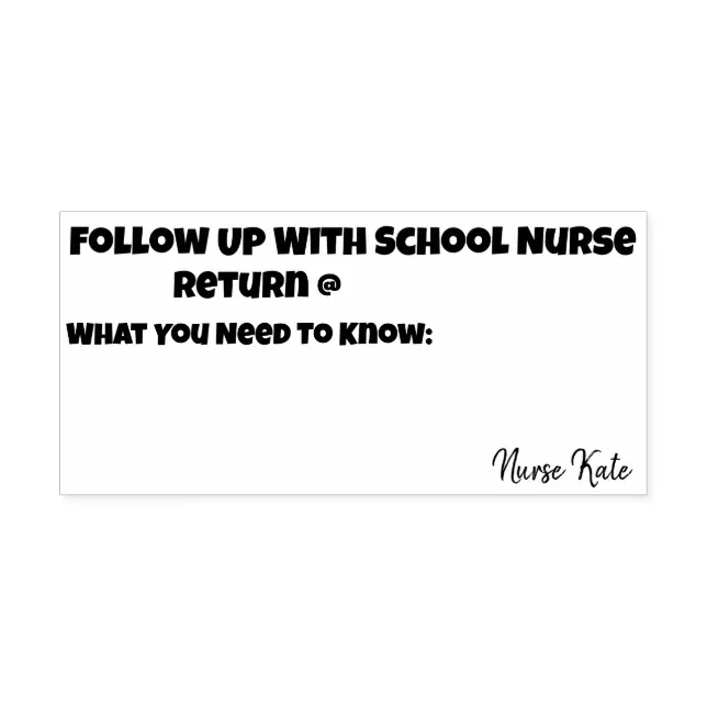 School Nurse Follow Up Office Visit Self-inking Stamp | Zazzle