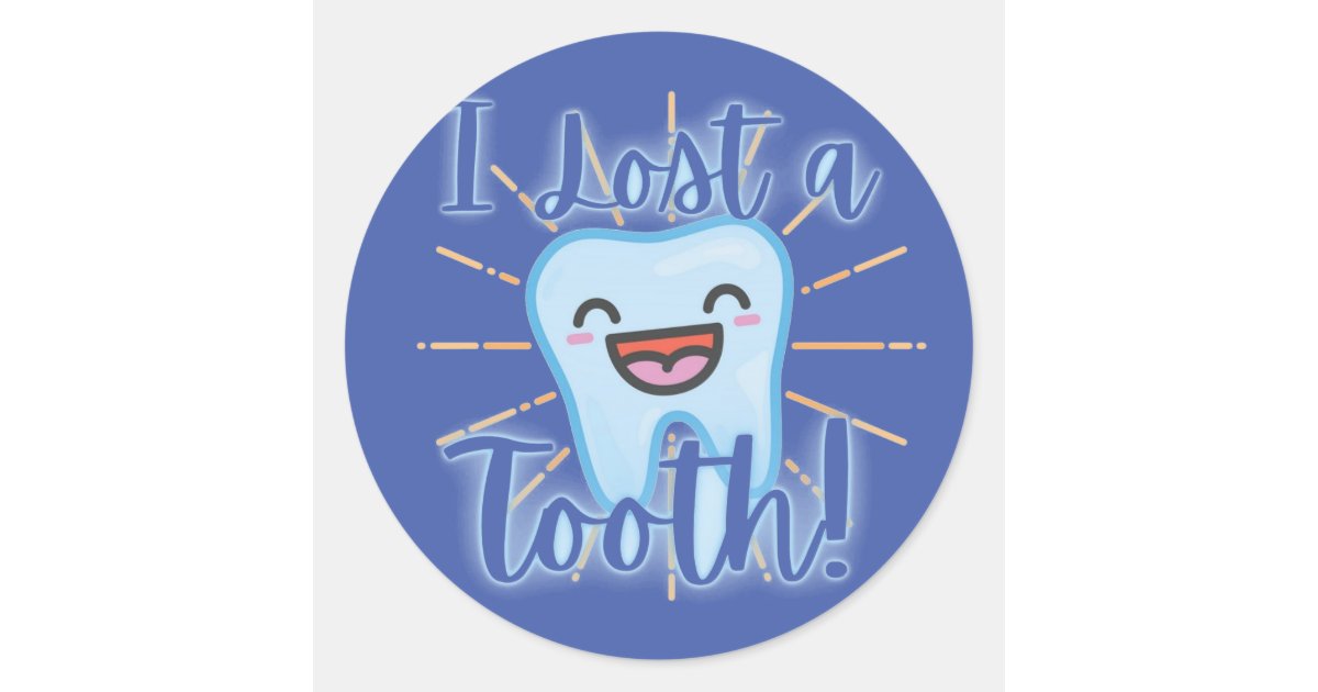 School Nurse "I Lost a Tooth" Sticker - Blue | Zazzle